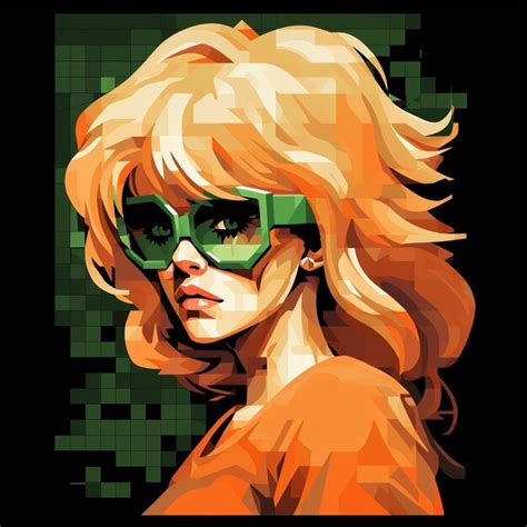 Premium Ai Image Groovy Scifi Spectacle Pixel Art Style Girl In The