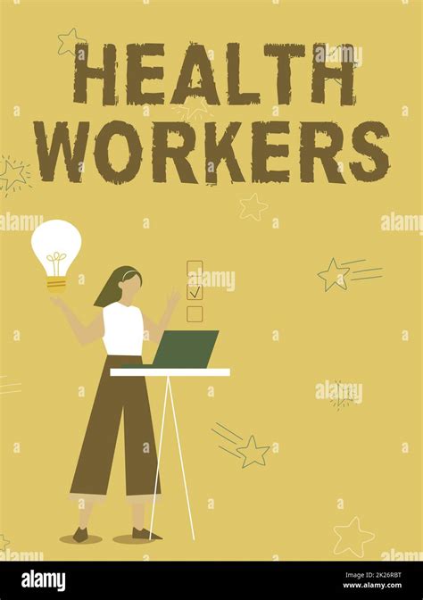 Conceptual Caption Health Workers Internet Concept Showing Whose Job