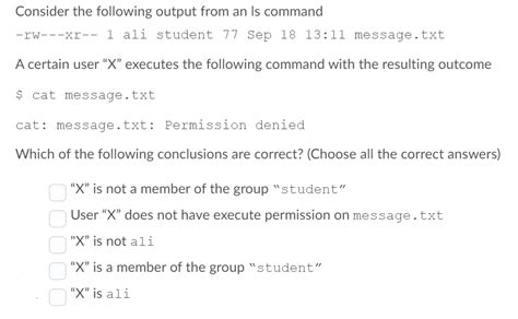 Solved Consider The Following Output From An Is Command Chegg