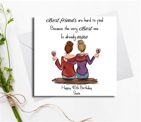 Birthday Card Womens Best Friend Handmade Personalised Etsy