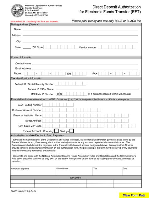 Fillable Eft Authorization Form For A Company Printable Forms Free Online
