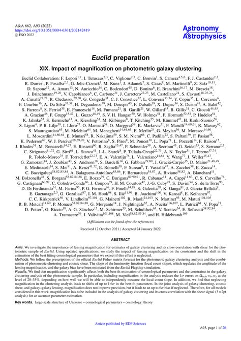 Pdf Euclid Preparation Xix Impact Of Magnification On Photometric Galaxy Clustering