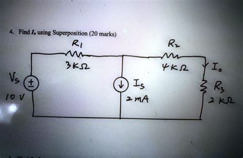 find i using superposition 20 marks r1 3kÎ© r2 4kÎ© i r 2kÎ