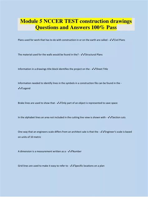 Module 5 Nccer Test Construction Drawings Questions And Answers 100 Pass Nccer Stuvia Us