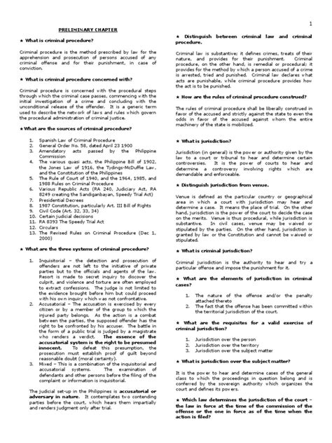 Criminal Procedure Reviewer Pdf Prosecutor Jurisdiction