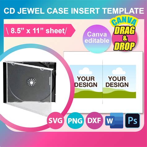 Jewel Case Cd Insert Template Jewel Case Insert Ms Word Canva Psd