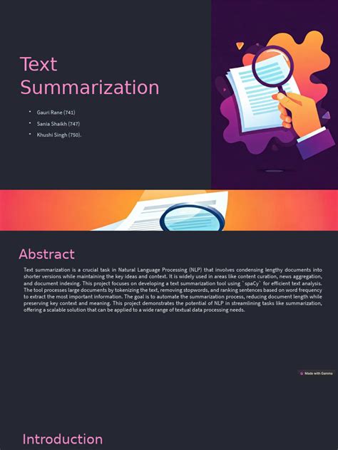 Text Summarization Pdf Software Computer Science