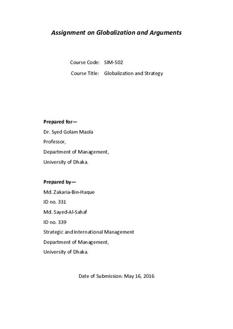 Pdf Assignment On Globalization And Arguments Course Code Sim 502