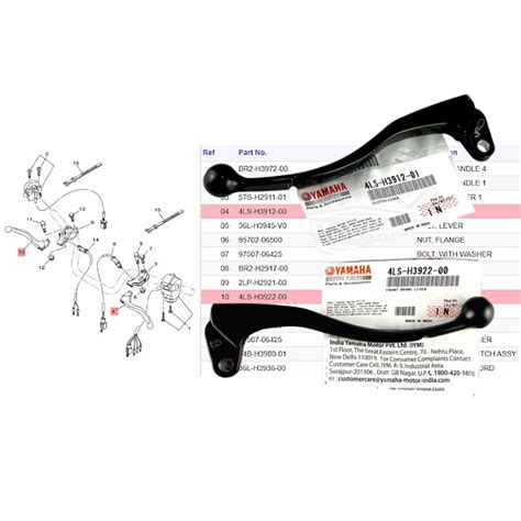 Brake Lever 4ls H3922 00 Clutch Lever 4ls H3912 01 Ytx 125 Yamaha