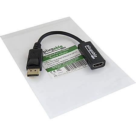 Plugable DisplayPort To HDMI Passive Adapter Supports Windows And Linux Systems And Displays Up