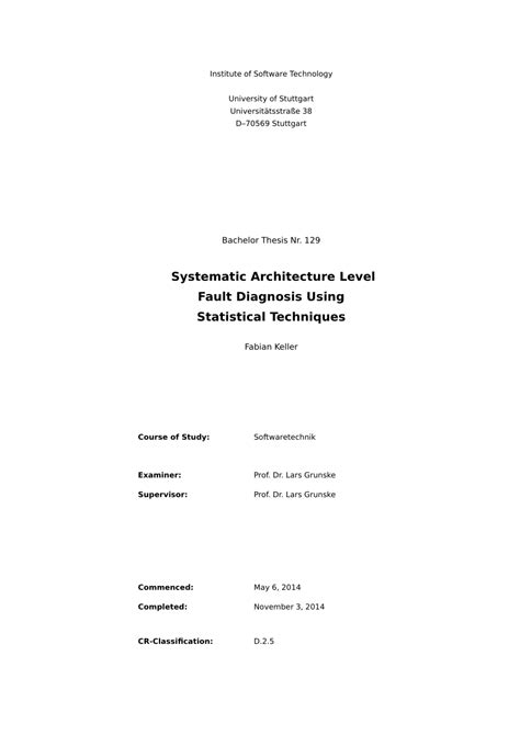 Pdf Systematic Architecture Level Fault Diagnosis Using Statistical Techniques