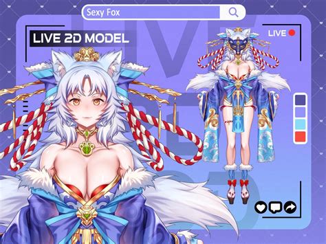 Modelo Vtuber Sexy Kitsune Raposa Avatar Para Transmissão Ao Vivo Em