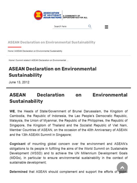 Asean Declaration On Environmental Sustainability Pdf