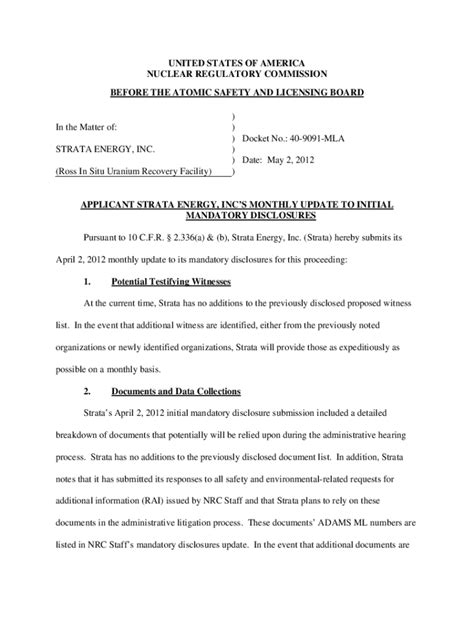 Fillable Online Atomic Safety And Licensing Board Panel In The Matter