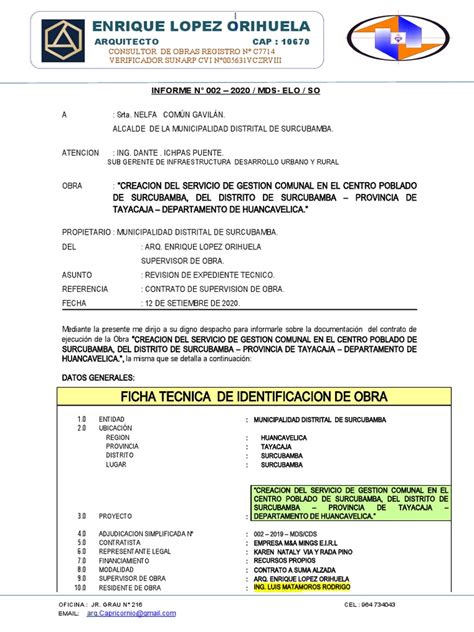 100 Informe Revision De Expediente Tecnico Pdf Diseño Materiales