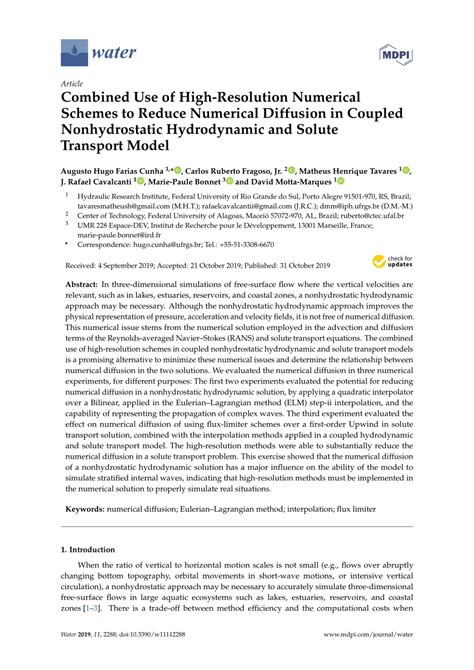 Pdf Combined Use Of High Resolution Numerical Schemes To Reduce