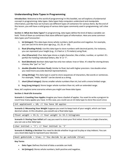 grade 10 2 understanding data types in programming pdf data type