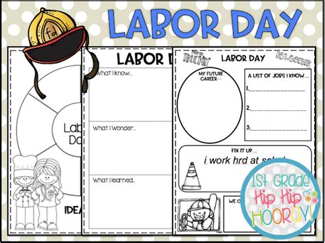 Labor Day Poster With Firemans Hat And Helmet Labor Day Activities For 1st Grade Labor Day