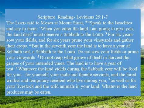 Scripture Reading Leviticus 25 1 7 The Lord