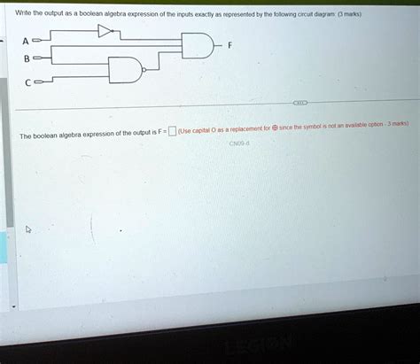 SOLVED Write The Output As A Boolean Algebra Expression Of The Inputs Exactly As Represented By