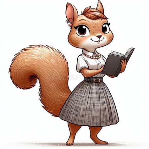 Cheerful Squirrel Teacher Holding Books Stock Illustration