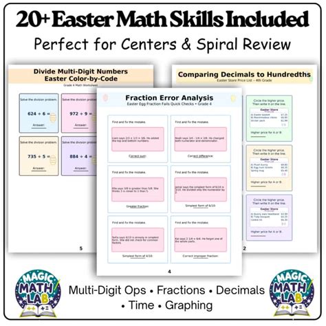 4th Grade Easter Math Activities • Printable Worksheets By Magic Math Lab