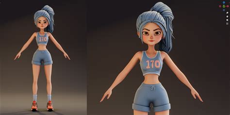 Stylized Basket Ball Girl Celeste Blender High Poly Character