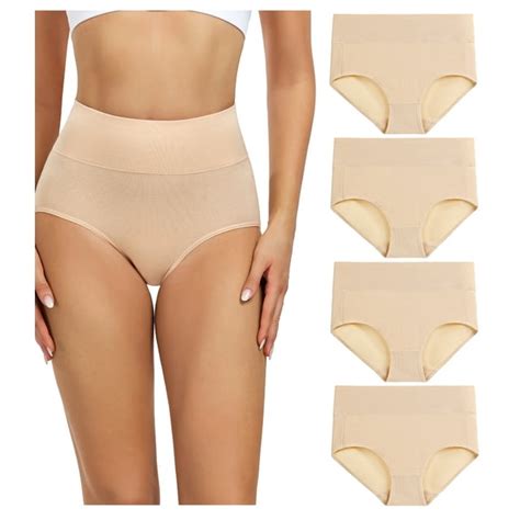 Wirarpa Comfortable High Waisted Womens Cotton Briefs Panties 4 Pack