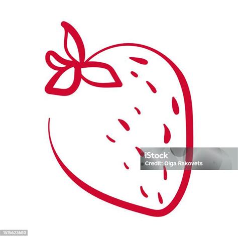 딸기 외곽선 로고 과즙이 많은 과일을 묘사한 심플한 선형 디자인 딸기에 대한 스톡 벡터 아트 및 기타 이미지 딸기 로고