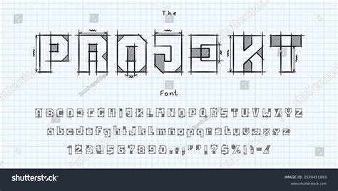 Architect Font Technical Type Sketch Engineer Stock Vector Royalty