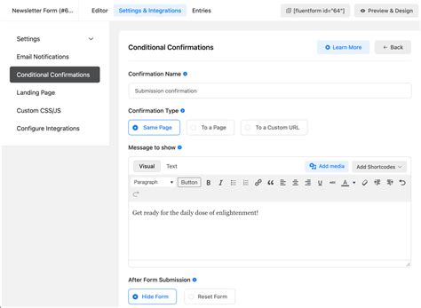 how to setup conditional confirmation messages in wordpress contact