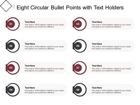 Eight Circular Bullet Points With Text Holders PowerPoint Presentation Templates PPT