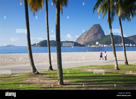 Flamengo Beach And Sugarloaf Mountain Rio De Janeiro Brazil Stock