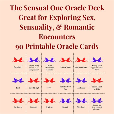 Printable Sensual Oracle Card Deck On Sex Love Intimacy Great For Those Dating And In