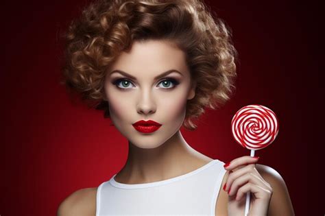 Premium Photo Enchanting Pinup Girl Holding Hard Candy