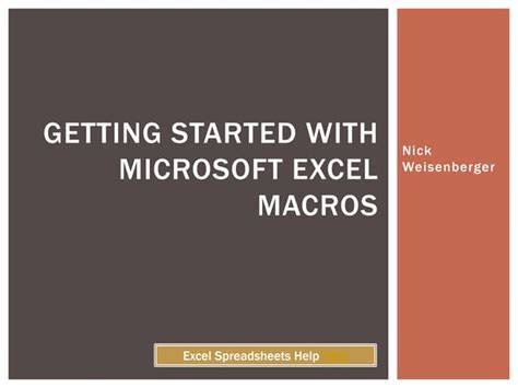 Getting Started With Microsoft Excel Macros Pdf Programming