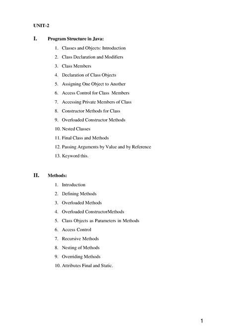 Unit 2 New Unit I Program Structure In Java Classes And Objects