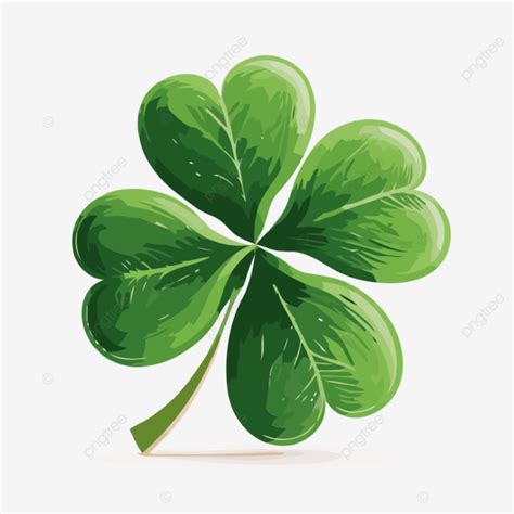 Irish Clover Vector Sticker Clipart Green Four Leaf Clover On White