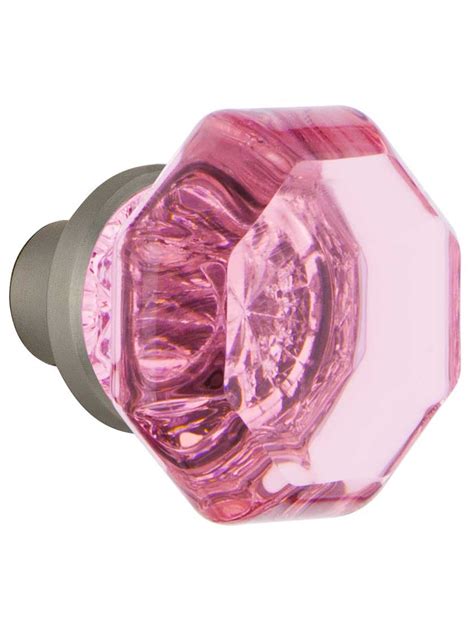 Pair Of Pink Octagonal Crystal Glass Door Knobs House Of Antique Hardware
