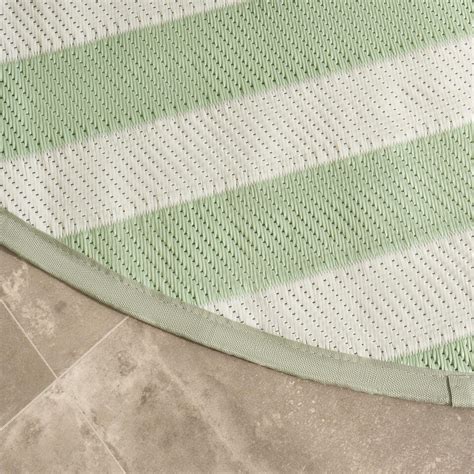 Ohs Stripes Print Round Outdoor Garden Rug Waterproof Area Floor Mat