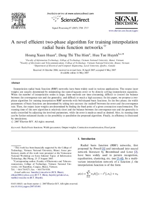 Pdf A Novel Efficient Two Phase Algorithm For Training Interpolation