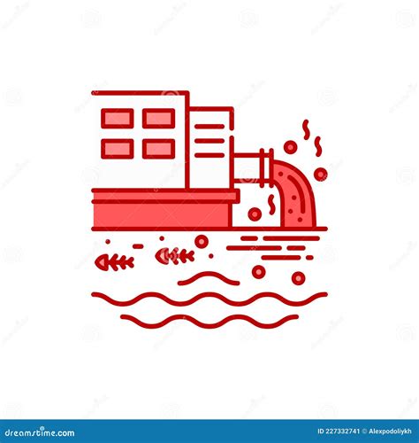 Water Pollution Color Line Icon Environmental Problems Stock Vector