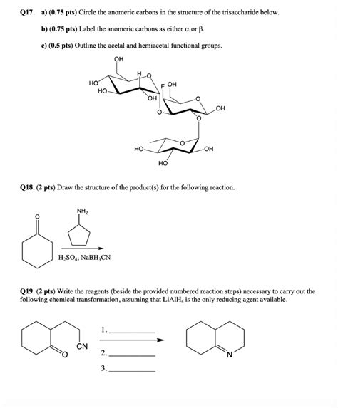 Solved Q17 A 075 Pts Circle The Anomeric Carbons In The