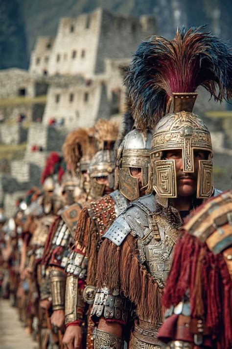 Spanish Soldiers Confront Inca Warriors During The Conquest In The