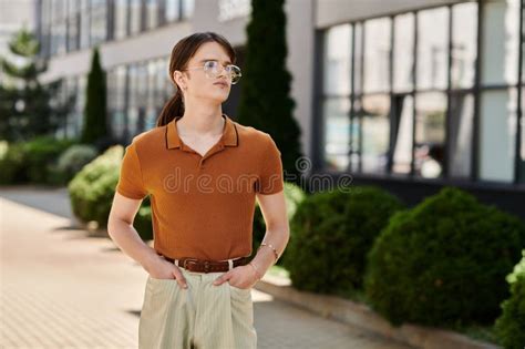 A Non Binary Person With Glasses Stock Image Image Of Charming