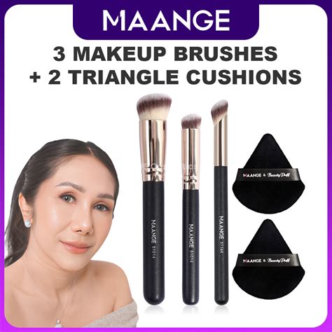 Maange 3 Pcs Brush Makeup Dan 2 Pcs Beauty Puff