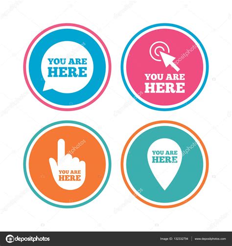 Usted Está Aquí Iconos Vector De Stock 132332794 De ©blankstock