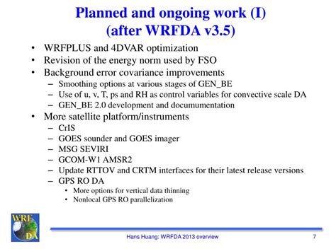 Ppt Wrfda 2013 Overview Hans Huang Ncar Powerpoint Presentation Free