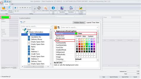 Layout Customization Autocount Accounting
