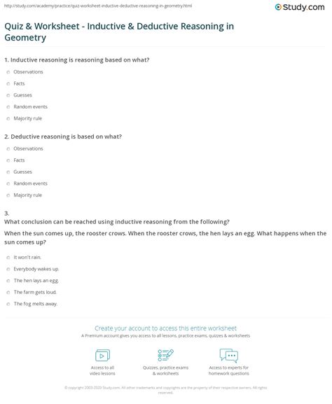 Geometry Deductive Reasoning Worksheet Printable Calendars At A Glance